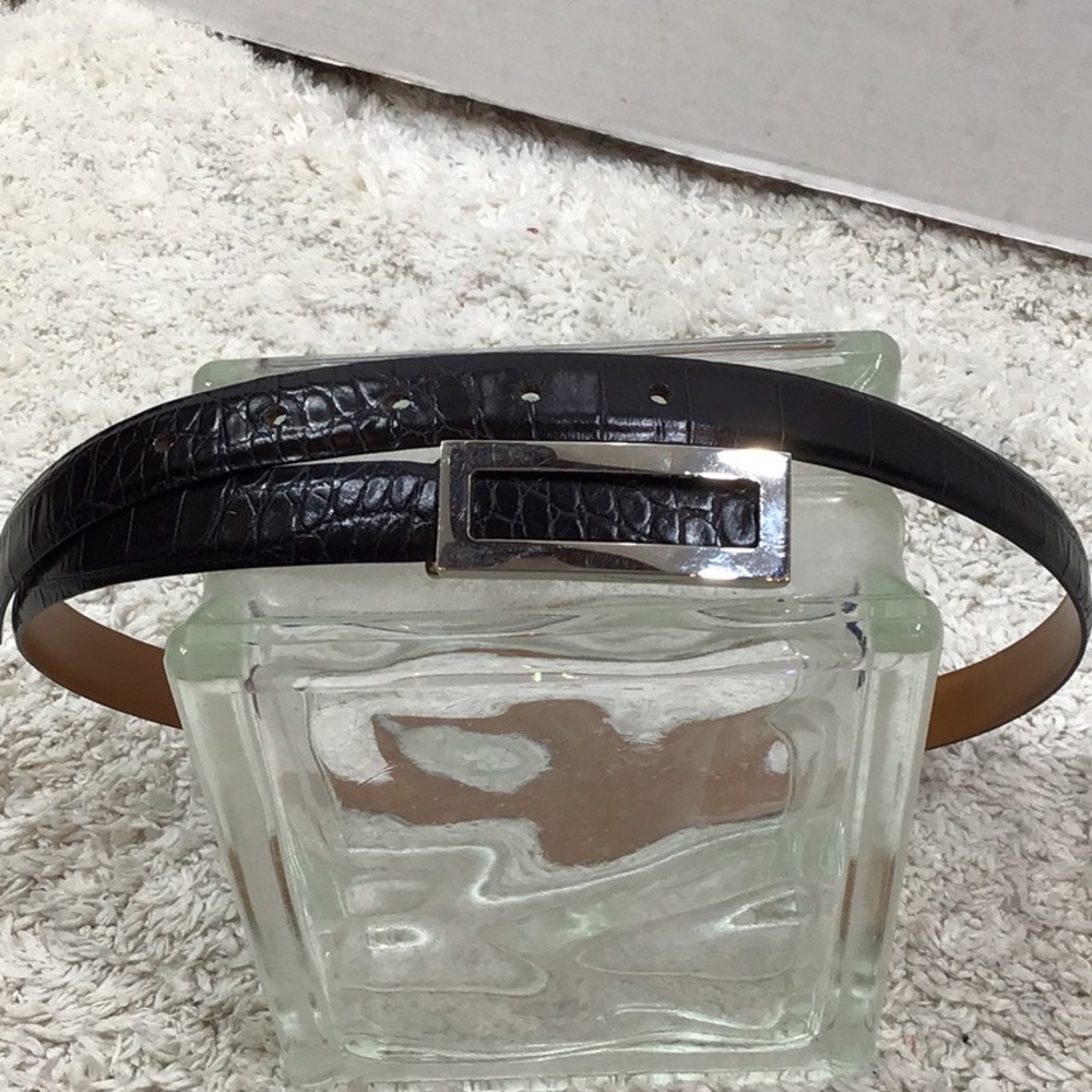 Harold Powell Dark Brown Croc Embossed Leather Belt L - Gem